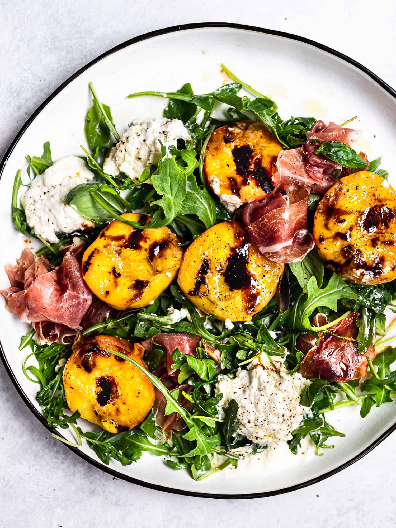 Grilled Peach and Burrata Salad - Sandra Valvassori
