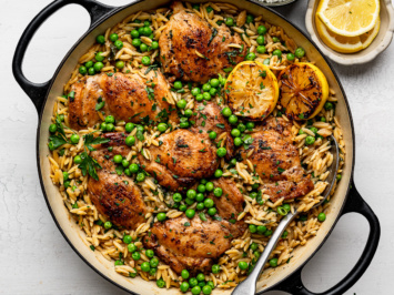 One-Pan Chicken with Lemon Orzo - Sandra Valvassori